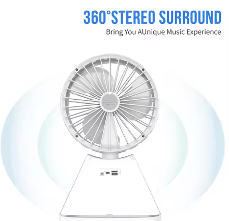 ZQS-F801 Rechargeable Table Fan with Bluetooth Speaker & Emergency Lam ...